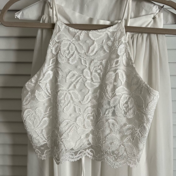 Lulus | Dresses | White Two Piece Dress Lace Top And A White Maxi Skirt ...